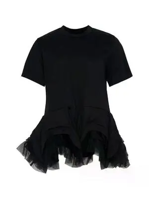 Noir Kei Ninomiya Ruffled Peplum T-shirt - Black
