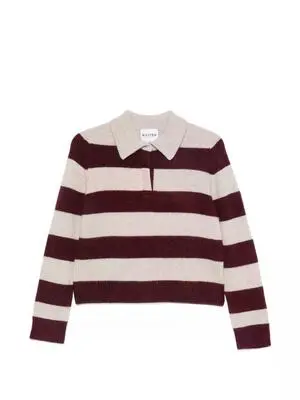 KUJTEN Royce Stripe Polo-collar Sweater