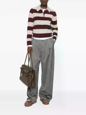 KUJTEN Royce Stripe Polo-collar Sweater