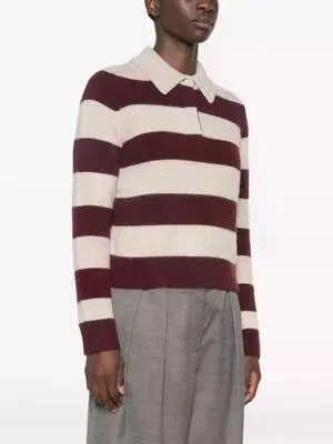KUJTEN Royce Stripe Polo-collar Sweater
