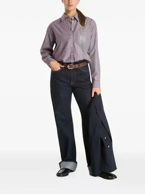 Gant Vertical-stripe Logo-embroidered Shirt