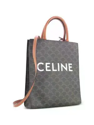 Celine Vertical Cabas Triomphe Coated Canvas Tote Bag - Brown