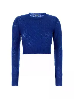 JIL SANDER Pointelle-knit Cropped Sweater - Blue