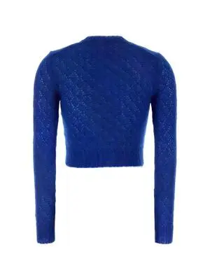 JIL SANDER Pointelle-knit Cropped Sweater - Blue