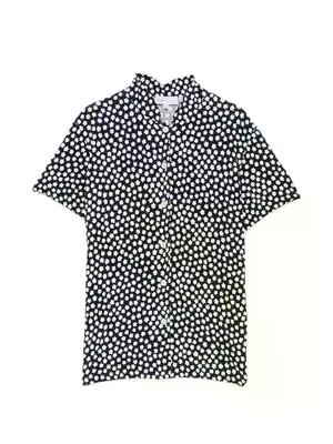 AGNES B. Floral-print Officer-collar Shirt - Blue