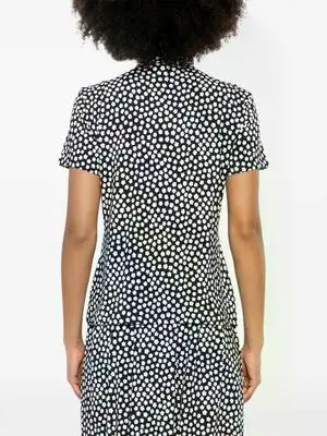 AGNES B. Floral-print Officer-collar Shirt