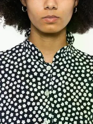 AGNES B. Floral-print Officer-collar Shirt