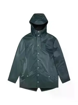 Rains Hooded Press-stud Jacket - Green