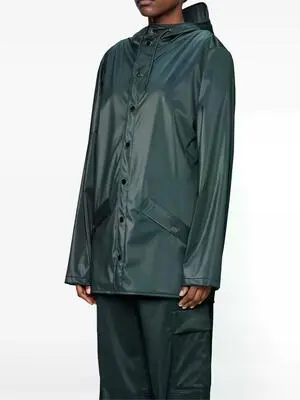 Rains Hooded Press-stud Jacket - Green