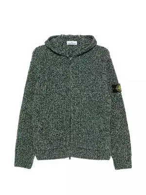 Stone Island Logo-patch Zip-up Hoodie - Green