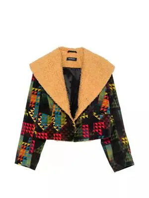 KIKO KOSTADINOV Abstract-check Teddy-collar Jacket