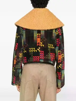 KIKO KOSTADINOV Abstract-check Teddy-collar Jacket