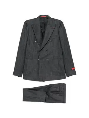 Isaia Pinstriped Double-breasted Suit - Grey