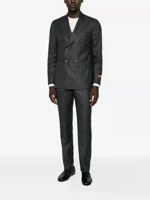 Isaia Pinstriped Double-breasted Suit - Grey