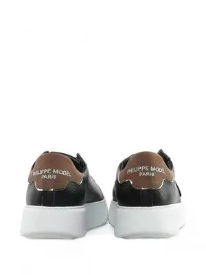 Philippe Model Temple Logo-patch Pebbled-leather Sneakers