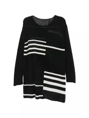 Yohji Yamamoto Intarsia-knit Distressed-effect Sweater