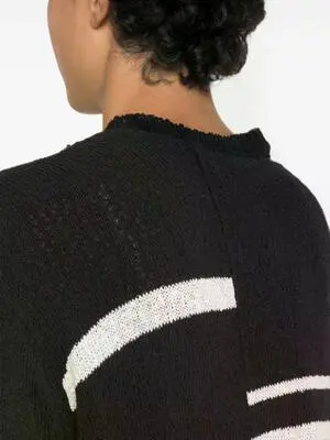 Yohji Yamamoto Intarsia-knit Distressed-effect Sweater