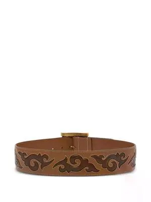 Etro Leather Belt With Texan Embroidery