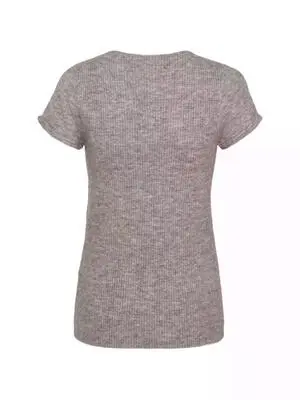 LEE MATHEWS Thea Ribbed-knit Short-sleeve Top