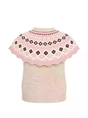 MSGM Fair Isle Intarsia Sweater With Scalloped Capelet