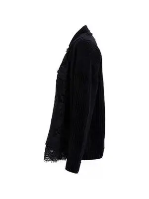 Ermanno Scervino Lace-trim Ribbed-knit Cardigan