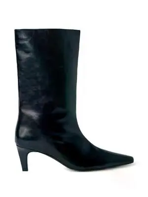 JUDE Cave Pointed-toe Leather Boots - Black