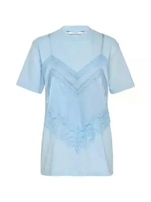 PUSHBUTTON Lace-trim Layered T-shirt
