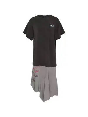 We11Done Logo-print Layered Midi Dress