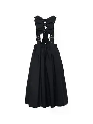 Noir Kei Ninomiya Bow-detail Cross-back Midi Dress - Black