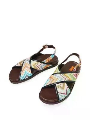 Missoni Zigzag-knit Crossover Sandals - Neutrals