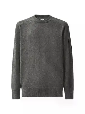 C.P. COMPANY Lambswool Lens Crewneck Sweater - Grey