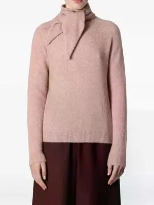 ROBERTO COLLINA Integrated-scarf Fine-knit Sweater