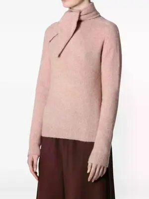 ROBERTO COLLINA Integrated-scarf Fine-knit Sweater