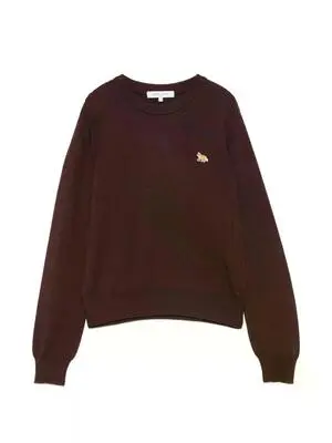 Maison Kitsuné Fox-patch Crew-neck Sweater - Brown