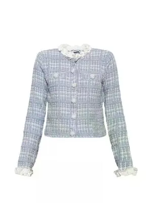 SELF-PORTRAIT Check Knit Beaded Jacket