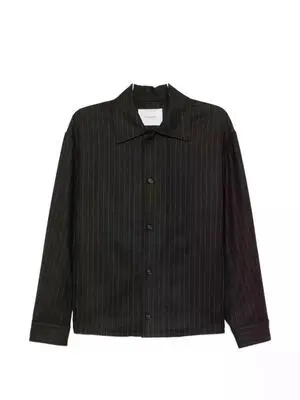 PAOLO PECORA Pinstripe-pattern Long-sleeve Shirt - Brown