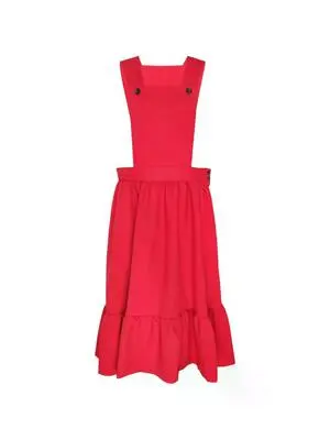 Comme Des Garçons Ruffled Pinafore Midi Dress - Red