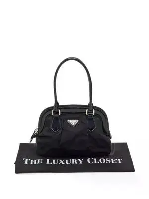 Prada Triangle Logo Dome Satchel Tote Bag