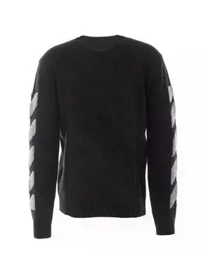 Off-White Diagonals Fuzzy Knit Crew Neck