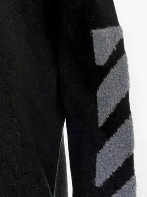 Off-White Diagonals Fuzzy Knit Crew Neck