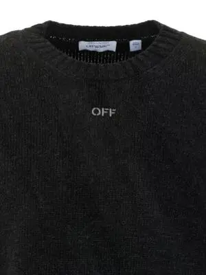 Off-White Diagonals Fuzzy Knit Crew Neck