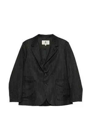 Barena Venezia Pinstripe Pattern Notched-lapels Jacket - Black