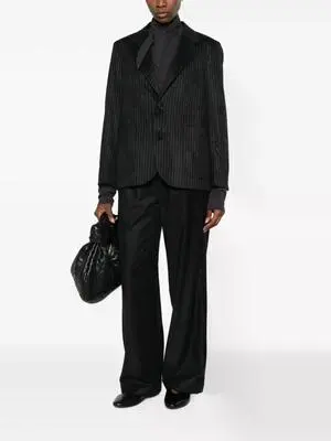 Barena Venezia Pinstripe Pattern Notched-lapels Jacket - Black
