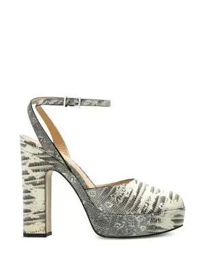 Fendi After 9 Tegu-print Calfskin Platform Sandals - Neutrals
