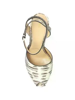 Fendi After 9 Tegu-print Calfskin Platform Sandals - Neutrals