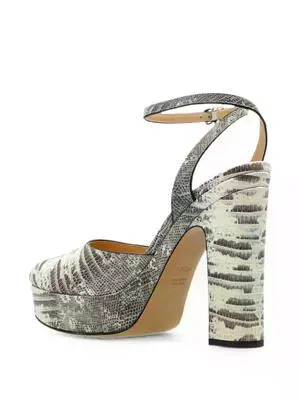 Fendi After 9 Tegu-print Calfskin Platform Sandals - Neutrals