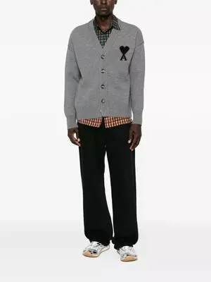 AMI Paris De Coeur Buttoned Cardigan - Grey