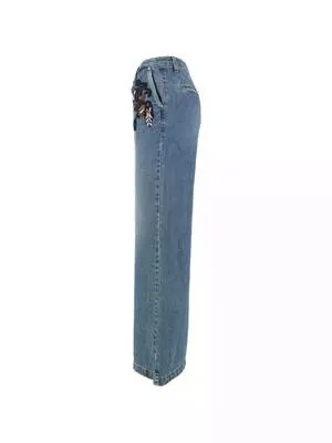 Ermanno Scervino Floral-patchwork Wide-leg Jeans