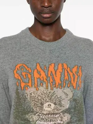GANNI Graphic-intarsia Crew Neck Sweater