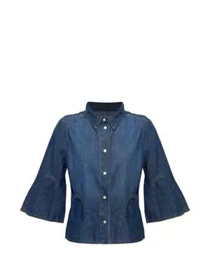 Munthe Vunna Flared-sleeve Denim Shirt - Blue
